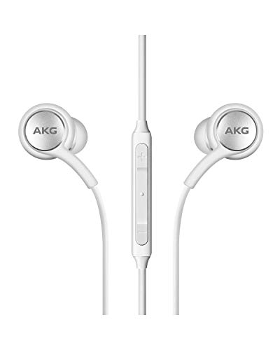 ElloGear OEM Earbuds Stereo Headphones for Samsung Galaxy S10 S10e Plus Cable - Designed by AKG - with Microphone and Volume Buttons (White)