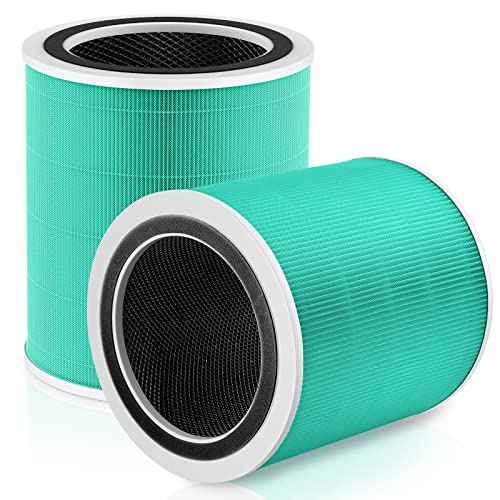 Core 400S True HEPA Replacement Filter for LEVOIT Core 400S Smart WiFi Air Purifie-r, Core400S-RF-TX (LRF-C401-GUS), 3-in-1 Toxin Absorber Filter, Green, 2 Pack