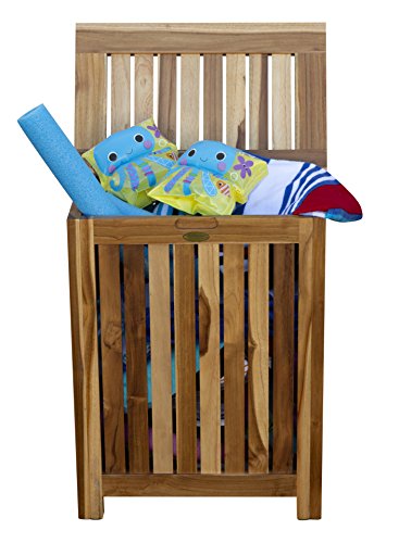 Decoteak H-004 Teak Solid Hamper, Brown