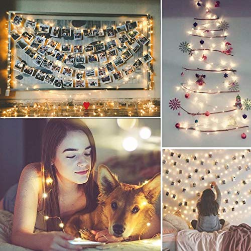 AMIR Upgraded Solar String Lights, 39Feet 120 LED Mini Copper Wire Lights, 8 Modes Waterproof Fairy Lights, Indoor Outdoor Solar Decoration Lights for Patios, Home, Parties (Warm White - Pack of 2)