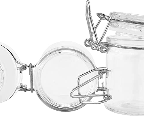 Cornucopia 1.6-Ounce Herb Storage Mini Herb Jars w/Clamp Style Rubber Gasket Seal (12-Pack); 50ml Airtight Odor-Proof Vials w/Hermes Clamp Top Hinge