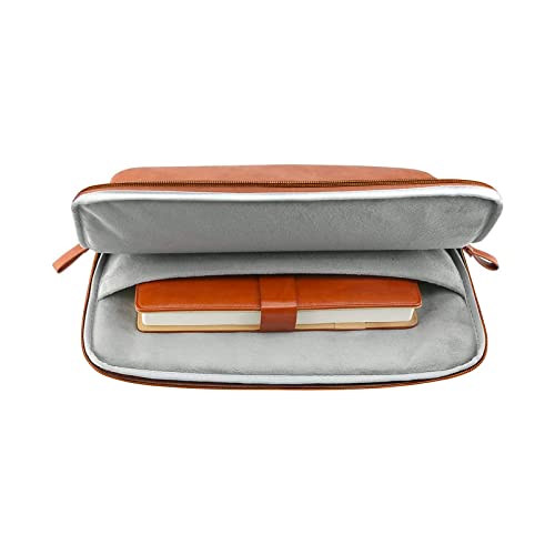 MOSISO Laptop Sleeve Bag Compatible with MacBook Air 13 M2 A2681 M1 A2337 A2179 A1932/Pro 13 inch M2 M1 A2338 A2251 A2289 A2159 A1989 A1706 A1708, PU Leather Padded Bag Waterproof Case, Brown