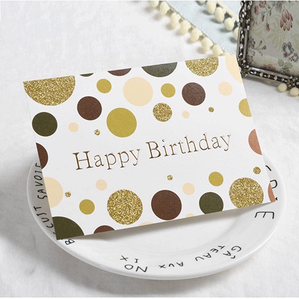 OfficeCastle 6 pcs Gold Foil Birthday Cards - Birthday Greeting Card Set for Women, Men, and Kids, 7”Lx5”H