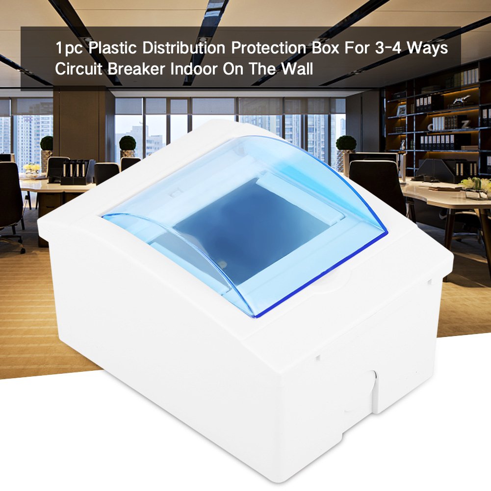 Keenso 3-4 Ways Plastic Distribution Box for Circuit Breaker, Easy Install, Wide Application, Transparent Cover