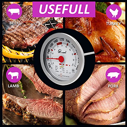 3.5" Dial Quick Read Meat Thermometer for Cooking - NSF Approved Instant Thermometer with 5β Probe 120~220F/49~104C,Tempered Glass Safety leaved in Oven Grill for BBQ Smoker Kitchen Meat Cooking.
