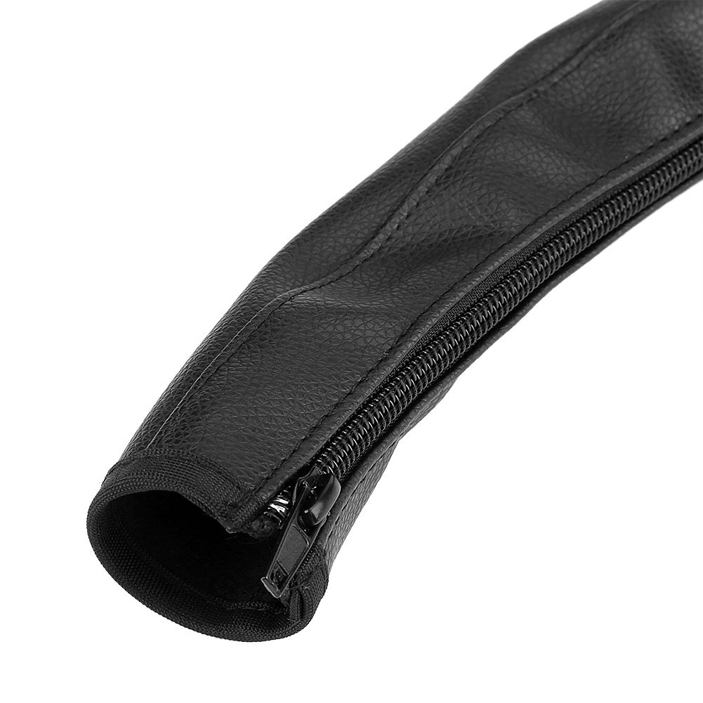Fdit Baby Stroller Armrest Handle Sleeve Cover Universal Handle Dust-Proof Cover PU Leather Black with Zipped Closure