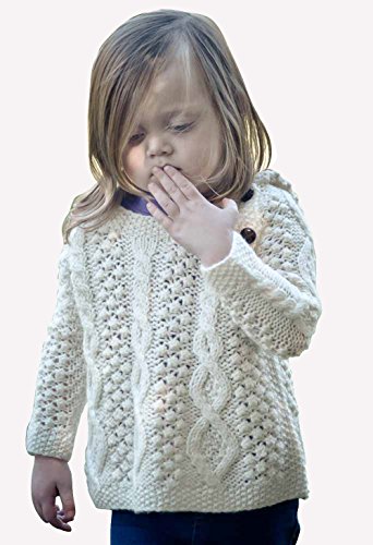 Carraig Donn 100% Merino Wool Baby Hoodie With Side Fastening Buttons Natural 12-18 months