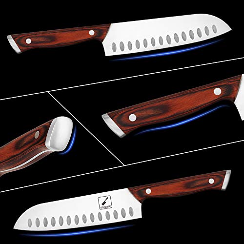 imarku Kitchen knife, 7’’Santoku Knife, German High Carbon Steel Chopper Knife, Professional Chef Knife with Ergonomic Handle, Extremely Sharp&Durable