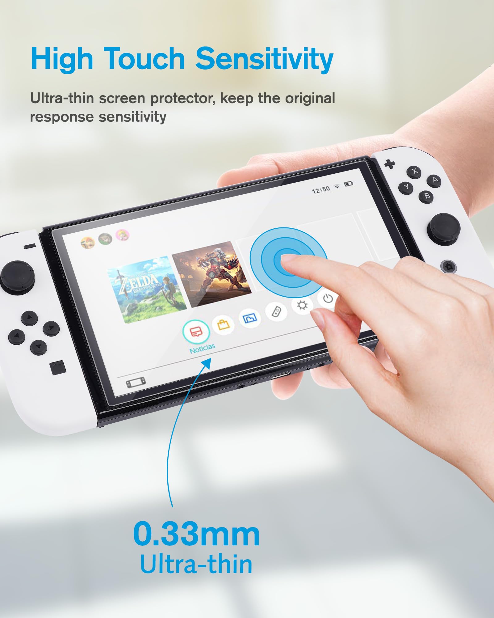 MOBDIK Tempered Glass Screen Protector for Nintendo Switch OLED Model 2021 EZ Kit, Automatic Alignment, 2 Pack
