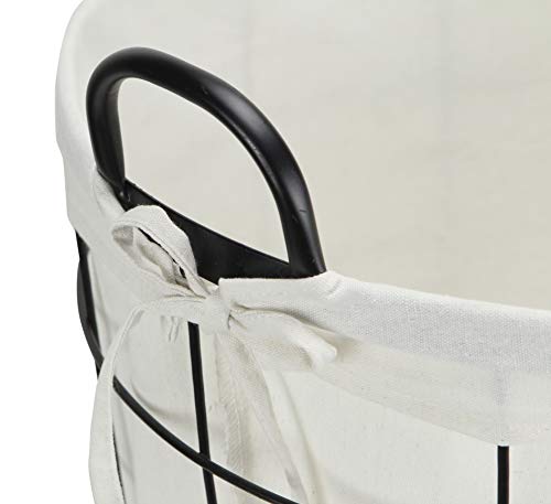 Cheung's 16S005 Lined Metal Wire Basket with Handles, Black