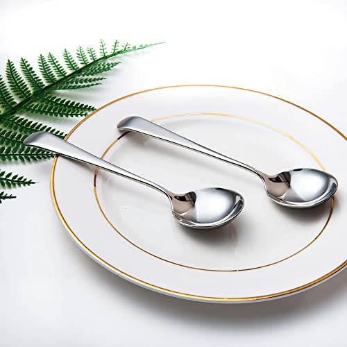 IMEEA Roud Soup Spoons SUS304 Stainless Steel Small Soup Spoons 6-Inch, Set of 4