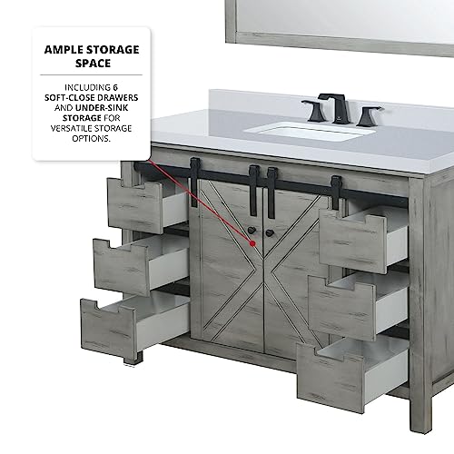 Bell+Modern Ketchum 48 inch Ash Grey Bath Vanity, Cultured Marble Countertop and 44 in Mirror