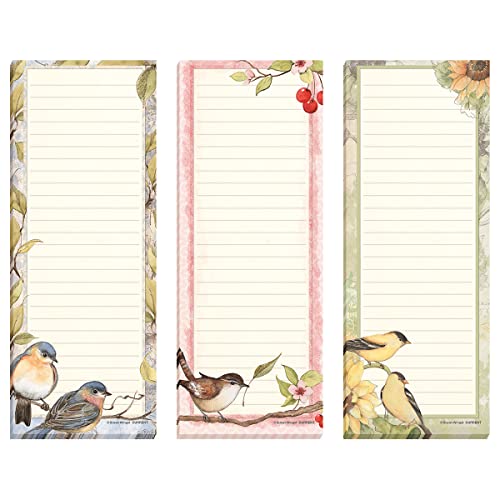 Current Seasonal Birds Magnetic Notepad Set – Set of 12 Mini Memo Pads, 12 Designs, 30-Sheet Pads, 2½ x 6½ Inches, Shopping List, To-Do Notes, Printed in The USA