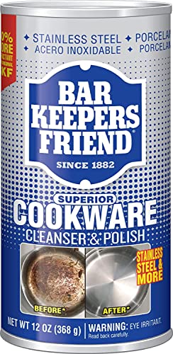 Bar Keepers, Friends Cookware Cleanser & Polish - 12oz (2 Pack) - Bundled With 1 Microfiber Towel and 1 Dual-Sided Scrubbing Sponge