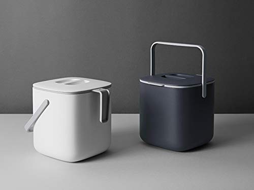 Litem Food Waste Basket Bin β a countertop Bucket with Extra Long Handles for Your conveniences 0.68 Gallons (2.6L) (Dark Gray)
