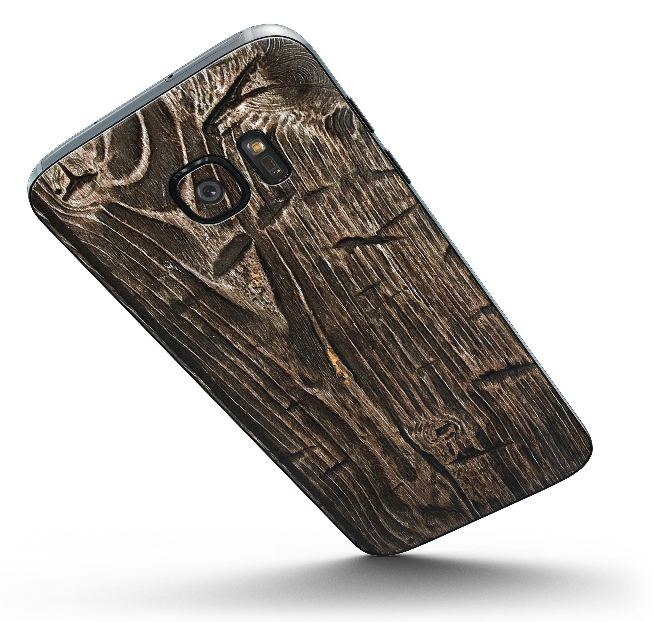 Design Skinz Design Skinz Rough Textured Dark Wooden Planks Full-Body Wrap Decal Skin-Kit for The Galaxy S9 Plus
