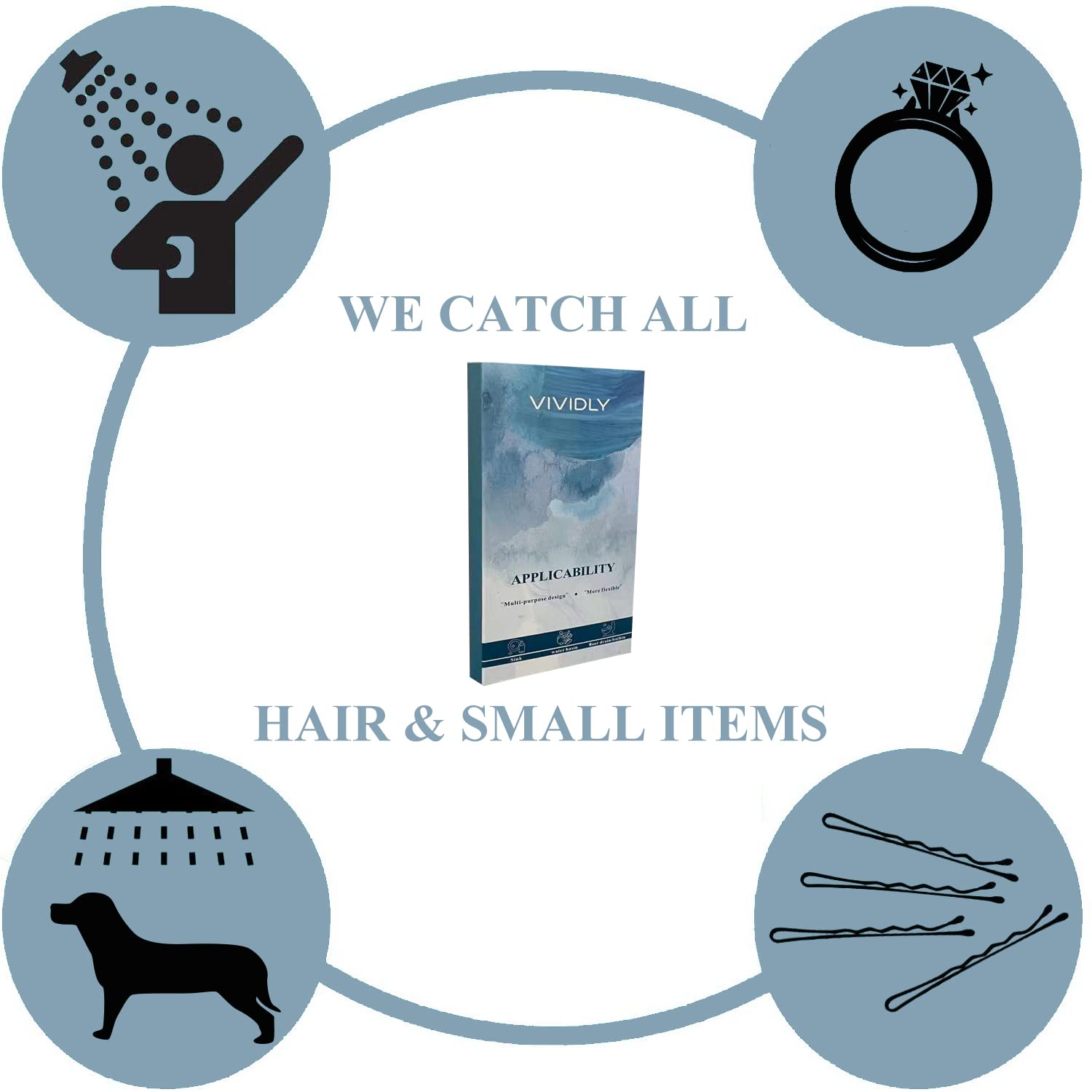 50 Pack, VIVIDLY Disposable Shower Drain Cover Hair Catcher Shower Drain Mesh Stickers, Bathroom, Laundry, Bathtub, Kitchen, Sink, for Human and pet Hair (50 PCS)