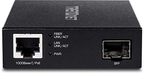 TRENDnet Gigabit Poe Pd SFP Fiber Media Converter, Poe Powered 100/1000Base-T to SFP Fiber Media Converter, Compact Design, TFC-PGSFP