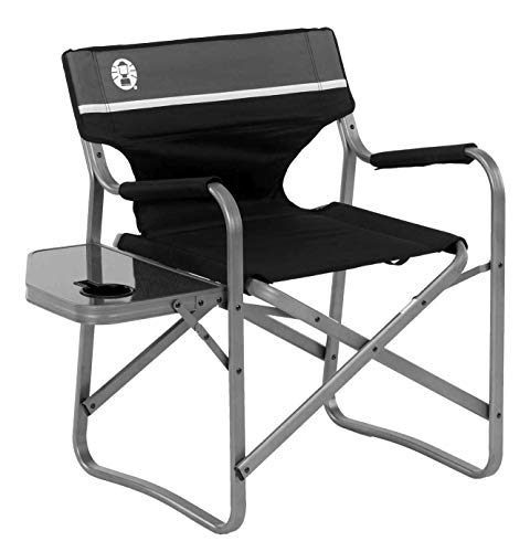Coleman Camp Chair with Side Table | Folding Beach Chair & Camp Chair with 4-Can Cooler | Folding Beach Chair with Built in Drinks Cooler