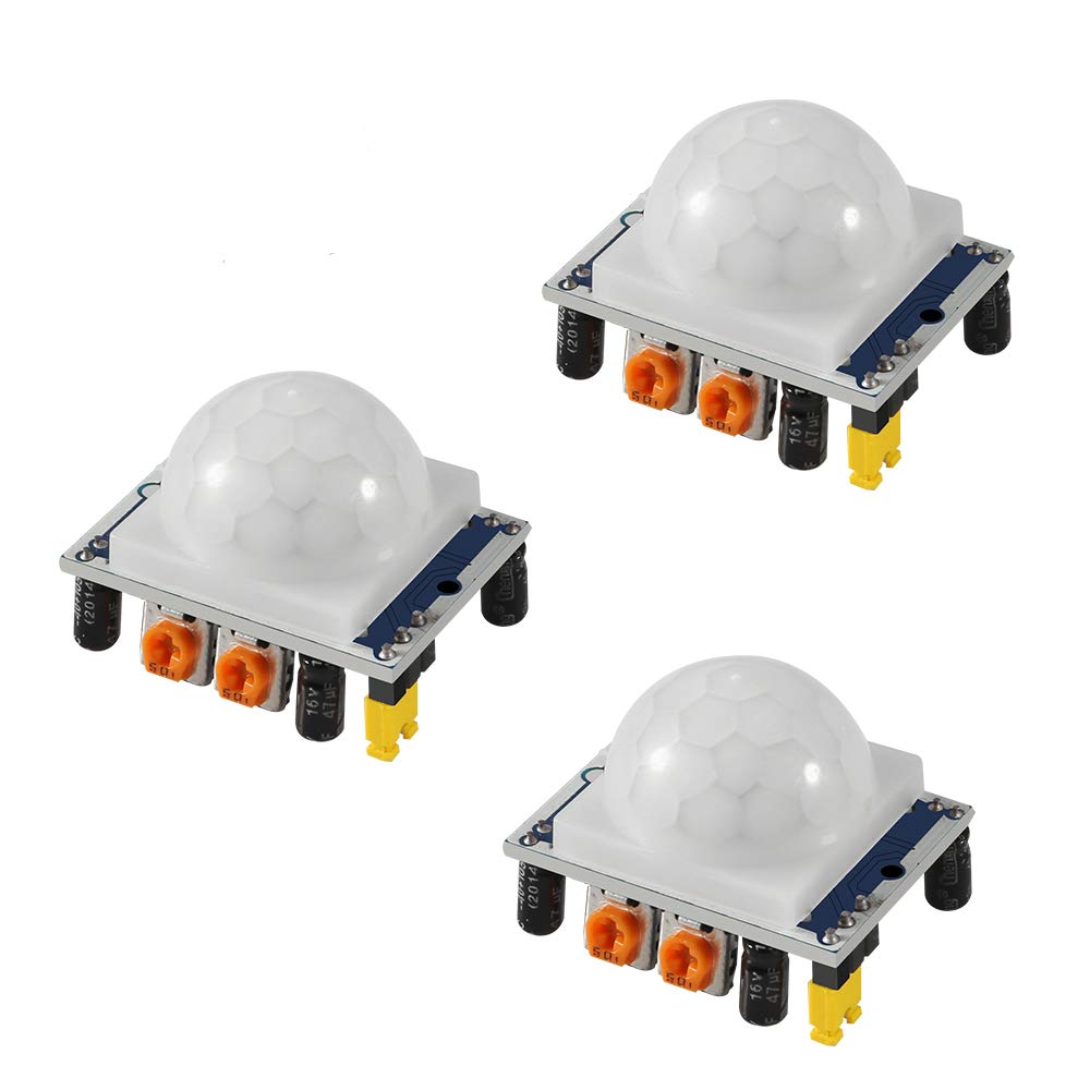3Pcs HC-SR501 Human Body Pyroelectricity Infrared PIR Motion Detector Sensor Module,Adjustable IR Pyroelectric Infrared PIR Motion Sensor Detector PID Modules for Raspberry Pi Projects