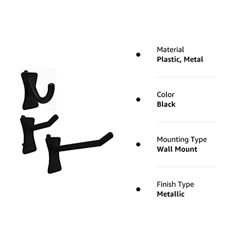 PegPro J , 1" & 2" Hook Kit by Greenleaf Industries - Secure Plastic Hooks for Your Wall Organizer - for Craft Storage, Garage, Kitchen, Tools and More (Multipack - J, 1", 2" - 50 Count, Black)