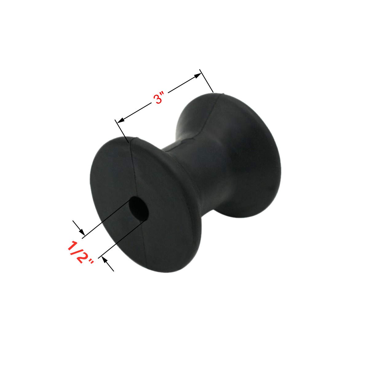 3 in x 1/2 inch Bow Stop vee Boat Trailer V Roller Black Rubber Spool SL52318