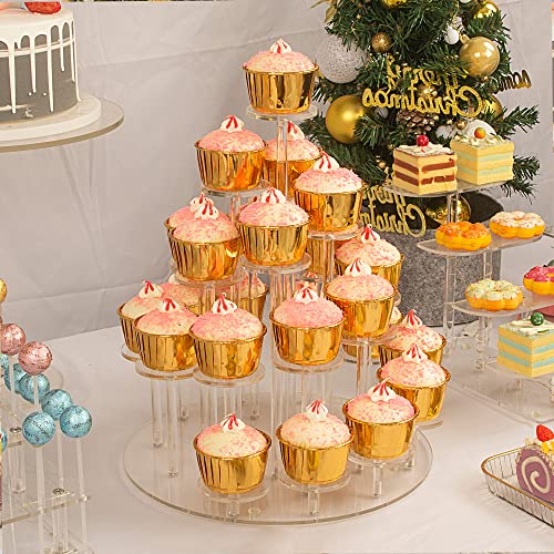 Acrylic Cupcake Stand for 24 Cupcakes Holder, Dessert Stand Premium Cupcake Display Stand Cupcake Tower Pastry Serving Display for Party Wedding Birthday