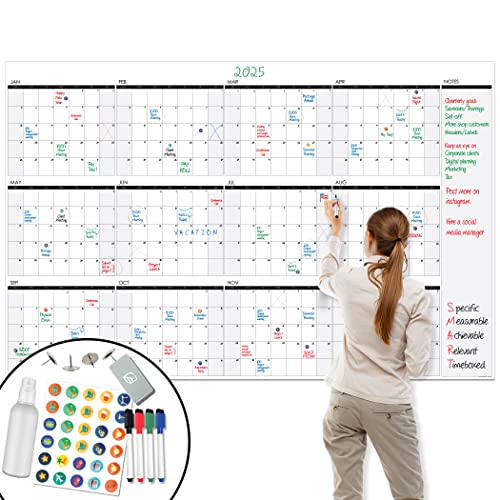 Lushleaf Designs Large Wall Calendar - 48" x 74" Dry Erase Reusable 2023 Whiteboard Calendar