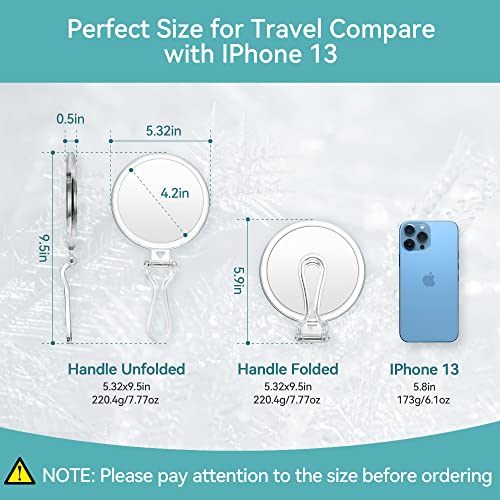 B Beauty Planet 30X Magnifying Mirror, Two Sided Mirror, 30X/1X Magnification, Folding Makeup Mirror with Handheld/Stand,Use for Makeup Application, Tweezing, and Blackhead/Blemish Removal. 5IN.