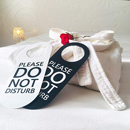 Do Not Disturb Door Hanger Sign 2 Pack (Black & White Double Sided) Please Do Not Disturb on Both Sides, Do Not Disturb Door Sign for Office, Home, Clinic, Dorm, Online Class, Meeting Session and More