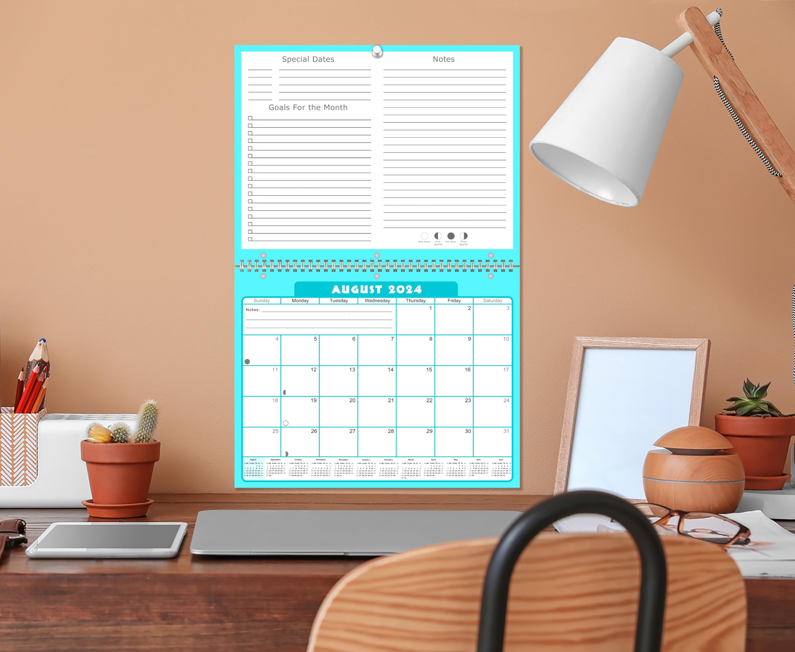2024-2025 Academic Year 12 Months Student Calendar/Planner for Wall & Desk & 3-Ring Binder, for School, Teacher, Student (Edition #006)