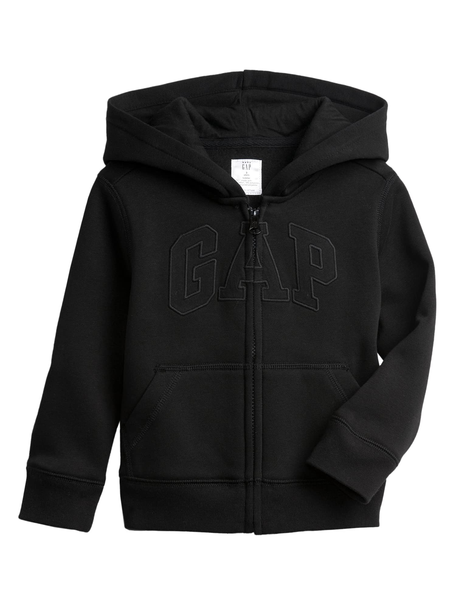 GAP Playtime-Favorites Logo Full Zip Hoodie Hooded Sweatshirt True Black 2 Years