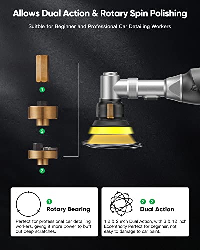 Aiment Mini Polisher w/ 2 Batteries, Cordless Polisher Small Buffer Car Detailing Kit for Vehicle Corner Polishing Paint Correction, Micro Car Polisher w/ 6 Speeds 2000-5000RPM