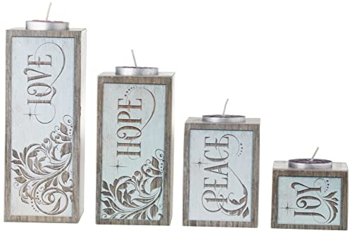 Cathedral Art Love Hope Peace Joy Pillar Advent W/Tea Lights Abbey & CA Gift Inspirational Candle Set, Multi