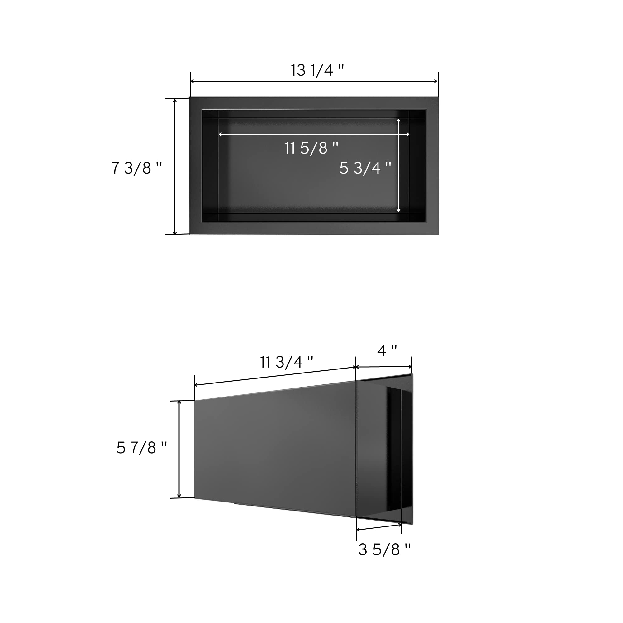 Odass | Shower Niche | 12" X 6" | NO Tile Needed | Rectangular Stainless Steel #304 Niche | Matt Black Recessed Single Shelf Organizer | Bathroom Storage for Shampoo Bottle