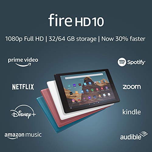 Fire HD 10 Tablet (10.1" 1080p full HD display 64 GB) β Black β Without Lockscreen Ads (2019 Release)
