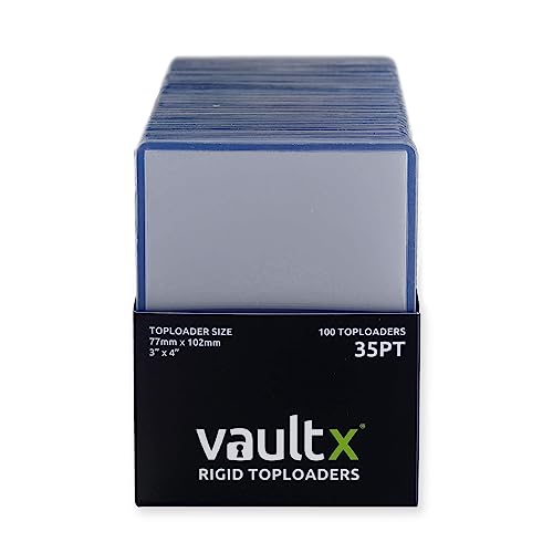 Vault X Premium Extra Thick Seamless Toploaders 35pt - 3" x 4" Rigid Card Holders for Trading Cards & Sports Cards (100 Pack)