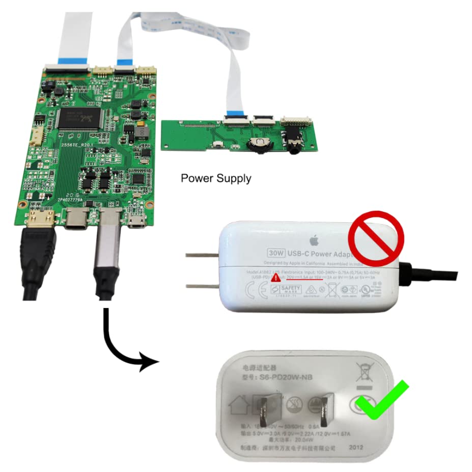 VSDISPLAY HD-MI Type C Controller Board Work for 11.6 13.3 14 15.6 17.3 inch 1920x1080 N116HSE-EA1 EA2 N133HSE-EA1 EA3 B140HAN01 B156HAN01 N173HCE-E31 30 Pin EDP LCD Screen