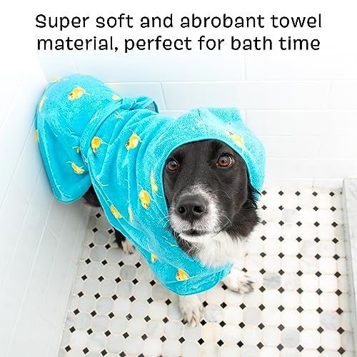 Barkbox - Premium Absorbent Hooded Dog Bathrobe Towel Bundle - Quick Drying Pet Towel for Bath & Beach Trips - Luxurious & Soft Bathrobe Towel for Dogs of All Breeds - Lion & Rhino - Small