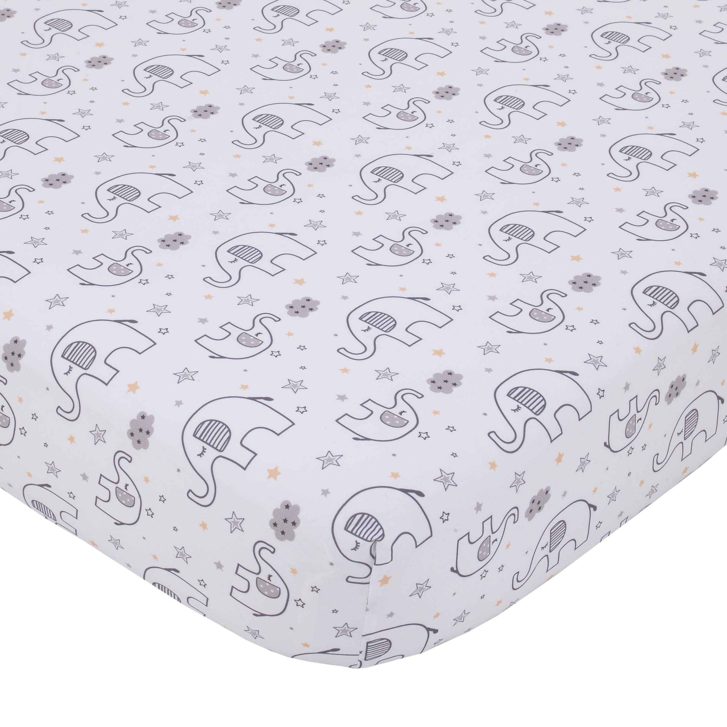 Little Love by NoJo Dream Big Little Elephant Grey, White and Gold 3 Piece Crib Bedding Set - Comforter, Fitted Crib Sheet, Dust Ruffle