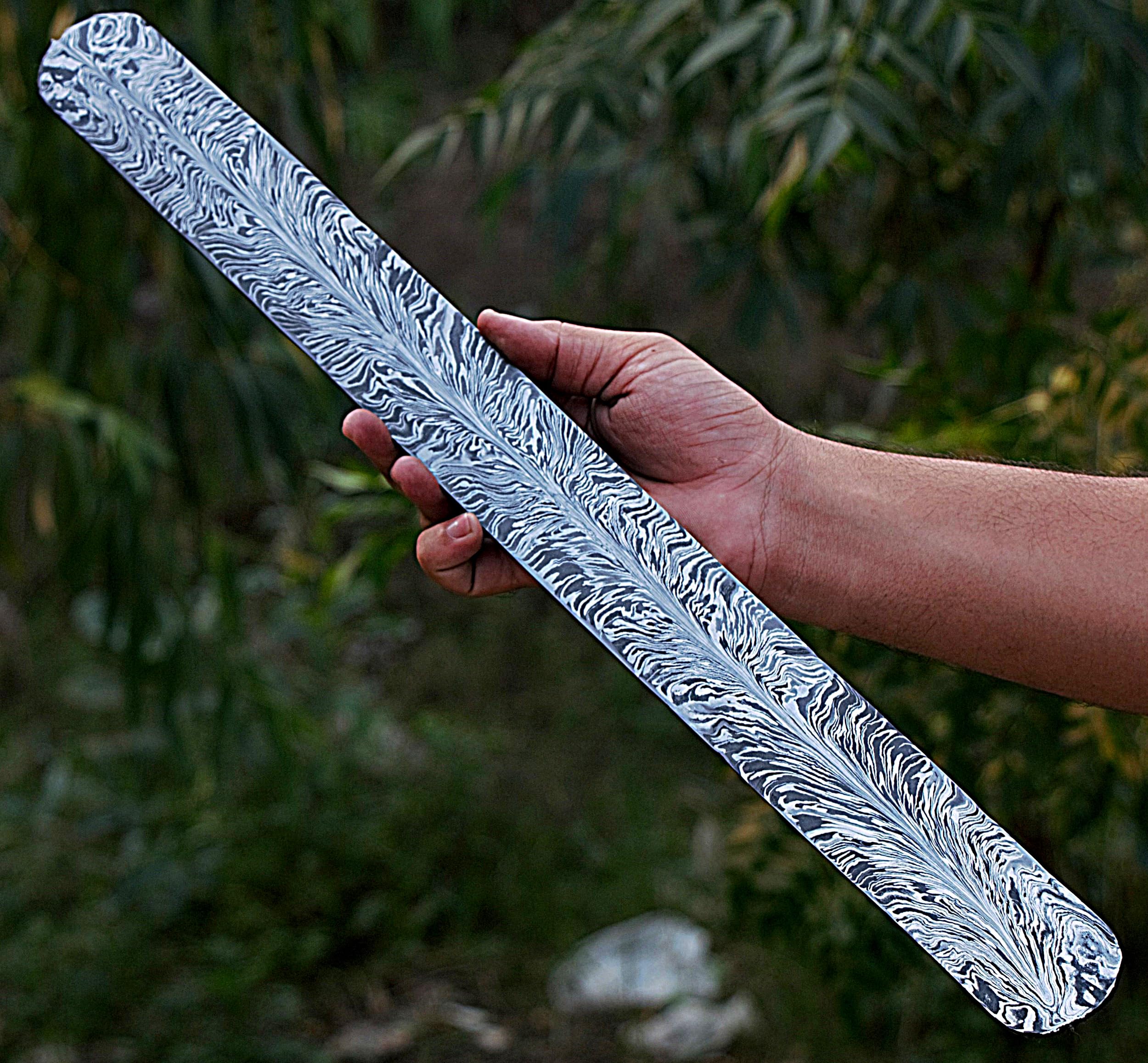JNR Traders Feather Damascus Billet - Knife Making Supplies - Damascus Bar Stock 20 Inches 3783