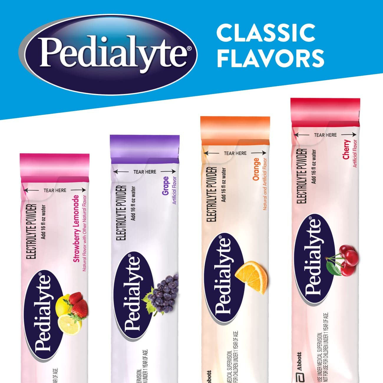 Pedialyte Electrolyte Powder Packets, Cherry, Hydration Drink, 100 Single-Serving Powder Packets