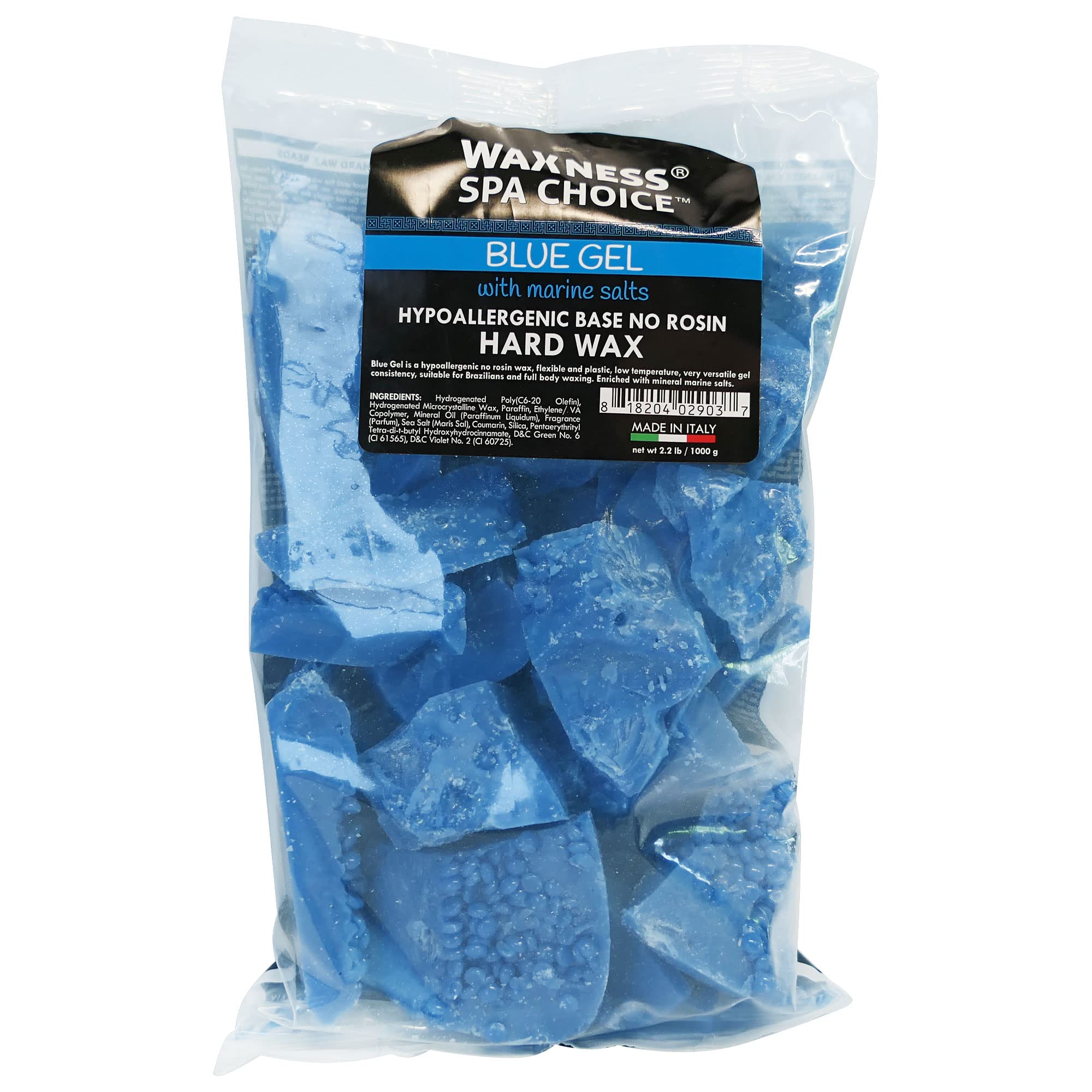 Waxness Spa Choice No Rosin Blue Gel Hard Wax Beads with Marine Salts 2.2 lb / 1 kg