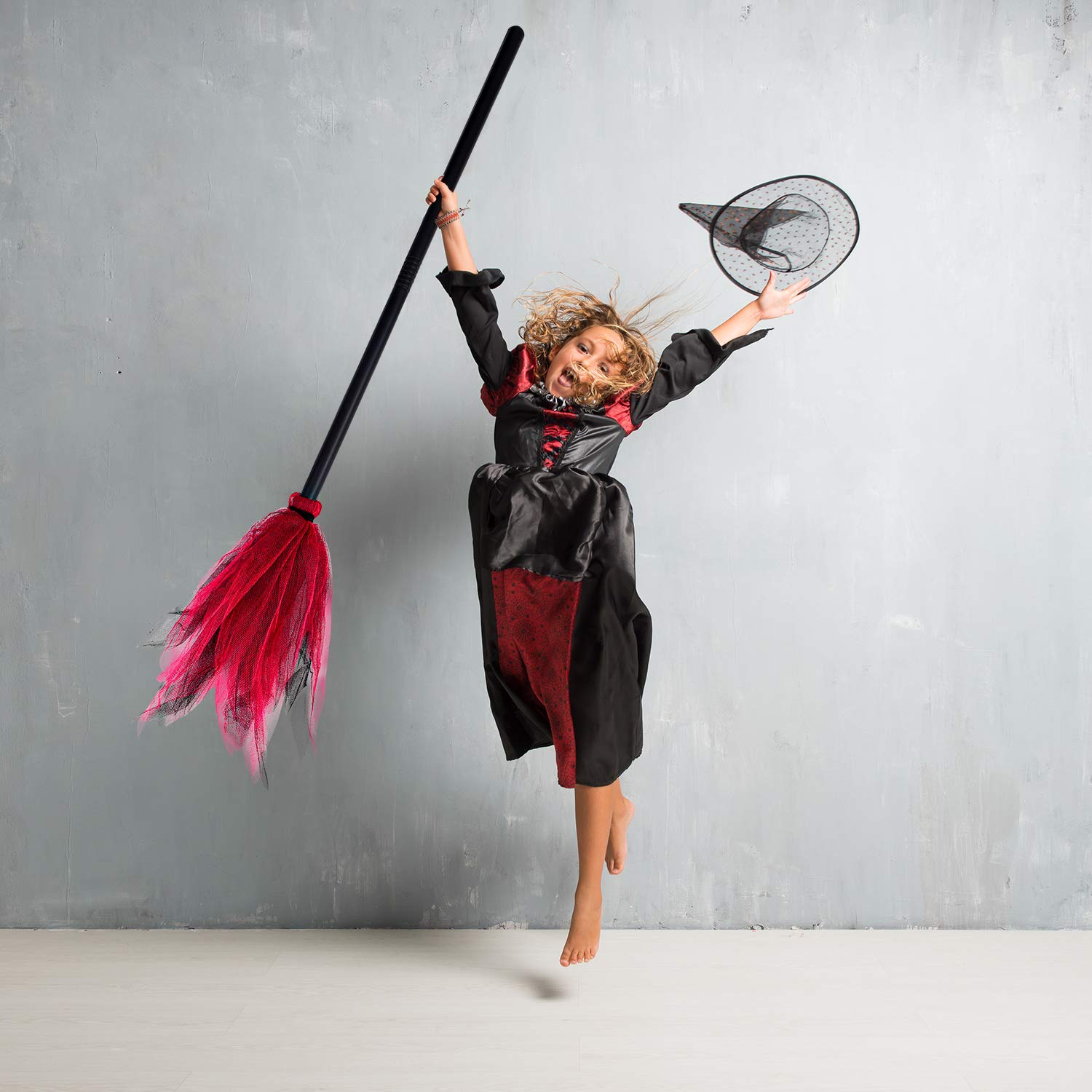 URATOT 2 Pieces Halloween Witch Broom Plastic Witch Broom Props Witch Broom Party Decoration for Halloween Costume Decoration