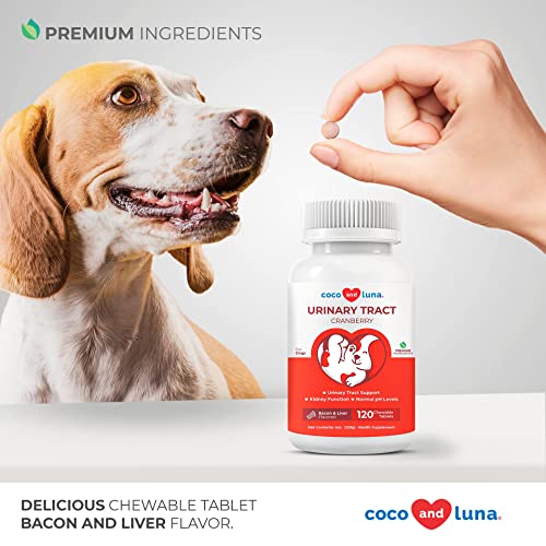 Cranberry for Dogs - 120 Chewable Tablets - Urinary Tract Support, Bladder Support for Dogs, Dog UTI, Bladder Stones, Dog Incontinence Support, Cranberry Supplement for Dogs