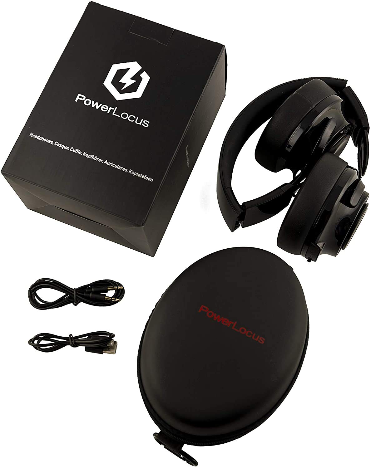 PowerLocus P3 Wireless Bluetooth Headphones Over-Ear, [40h Playtime, Bluetooth 5.0] Foldable Stereo Wireless/Wired Headphone Over Ear with Mic Deep Bass Headset for iOS/Android/Laptop/PC/TV - Black