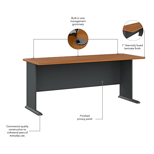 Bush Business Furniture WC57472 Series A 72W Desk in Natural Cherry and Slate