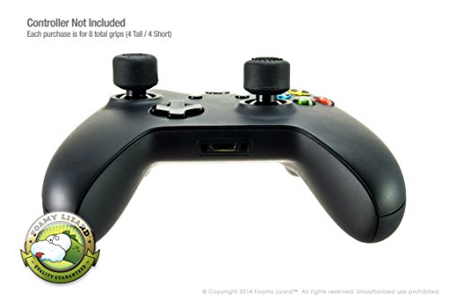 AceShot Thumb Grips (8pc) for Xbox One (Series X, S) & Steamdeck by Foamy Lizard – Sweat Free 100% Silicone Precision Raised Antislip Rubber Analog Stick Grips for Xbox One Controller (8 Grips) Black