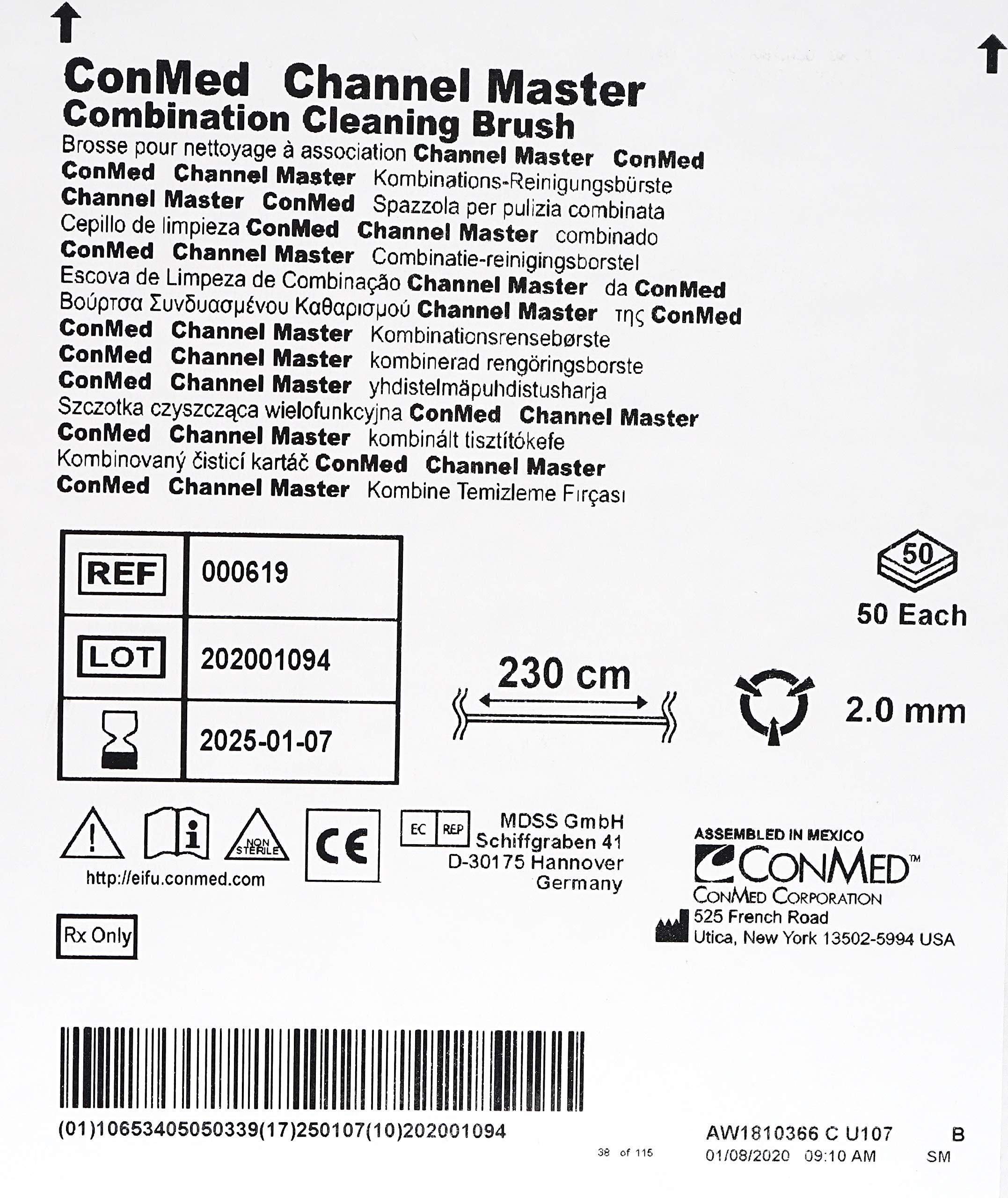 Conmed Corp Channel Master Combination Cleaning Brushes, 230CM x 2.00MM, 000619 (Case of 50)
