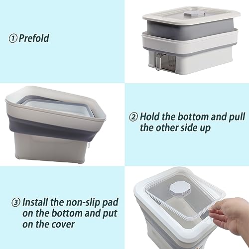 chuyouan Collapsible Dog Food Storage Container,Auto-Pet Food Container Foldable Cat Feed Storage Bin with Clear Lid Measuring Cups (25 LB)
